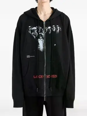 Matieres Fecales Family Graphic-print Zip-up Hoodie - Black