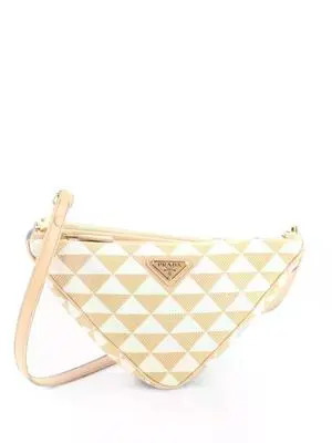 Prada Double Symbole Triangle Bag Leather And Jacquard Mini Shoulder Bag