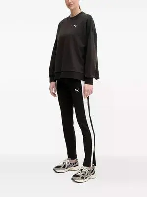 PUMA Logo-embroidered Drop-shoulder Sweater - Black