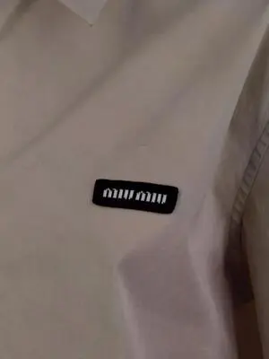 Miu Miu Logo-patch Shirt - Neutrals