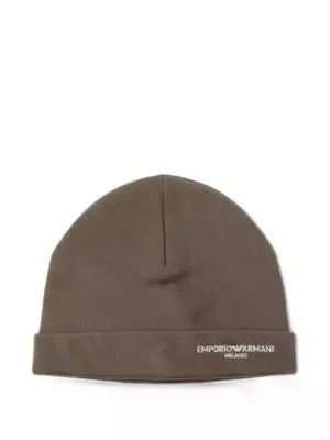 Emporio Armani Logo-embroidered Beanie Hat - Brown