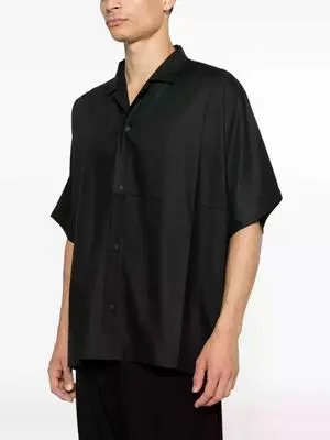 Issey Miyake Short-sleeve Notched-collar Shirt - Black