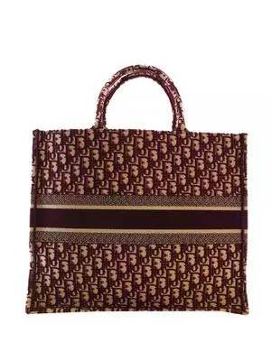 Dior 2013 Large Oblique Embroidered Canvas Book Tote Bag - Red