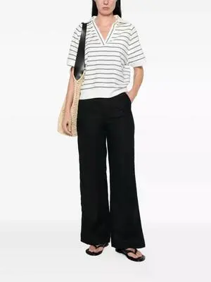 MAISON123 Terry Wide-leg Linen Trousers - Black