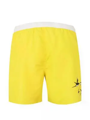 EXIT SOCIETY Bird-print Drawstring Swim Shorts