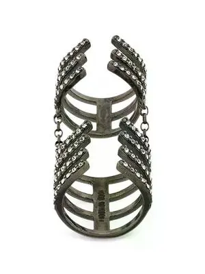 Federica Tosi Crystal-embellished Chain-link Ring - Grey