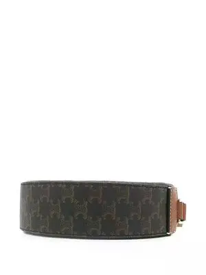 Celine Triomphe Coated Canvas Embroidered Round Crossbody Bag - Brown