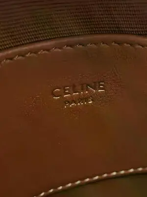 Celine Triomphe Coated Canvas Embroidered Round Crossbody Bag - Brown