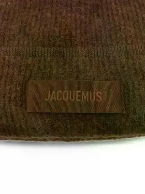 Jacquemus Logo-patch Ribbed Beanie Hat