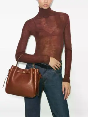 Tory Burch Romy Snake-embossed Bucket Bag - Brown