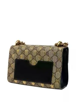 Gucci 2016-2026 Small Gg Supreme Bee Padlock Crossbody Bag - Neutrals