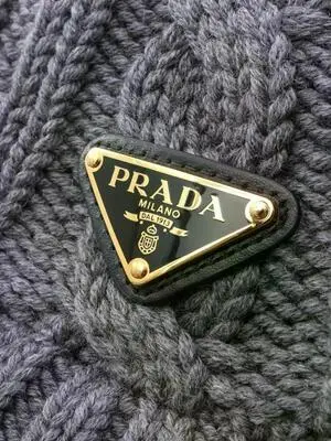 Prada 2010s Logo-plaque Cable-knit Bucket Hat