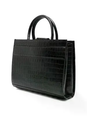 TWENTY FOURHAITCH Serane Crocodile-embossed Leather Tote Bag - Black