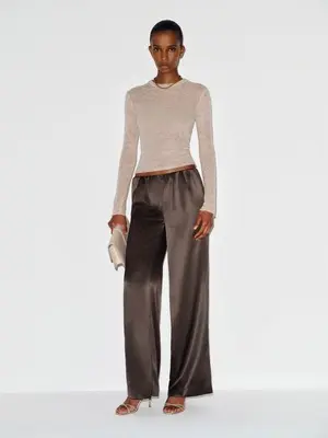 REFORMATION Stacey Satin Pant Pearl - Black