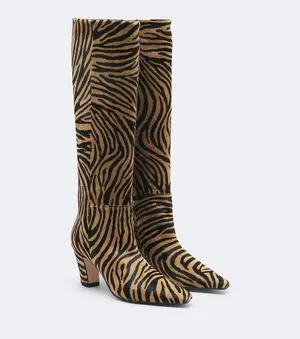 AeydĒ Silva Zebra-print Calf Hair Knee-high Boots - Brown