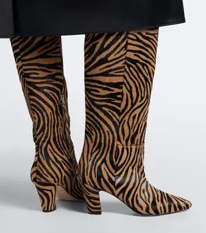 AeydĒ Silva Zebra-print Calf Hair Knee-high Boots