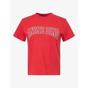 ANINE BING Shelley Logo-print Cotton T-shirt - Red