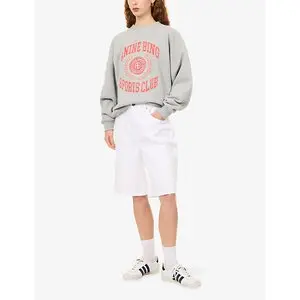 ANINE BING Miles Logo Print Cotton-blend Sweatshirt