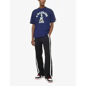 A BATHING APE X Disney Donald Duck College Cotton T-shirt - Navy