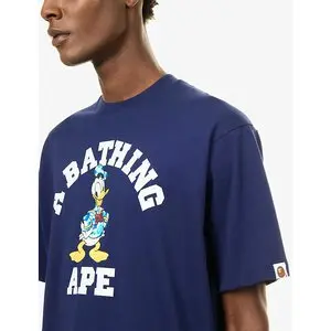 A BATHING APE X Disney Donald Duck College Cotton T-shirt - Navy