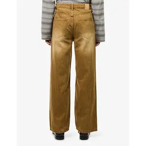 FOUND Pleated Wide-leg Denim Jeans