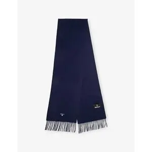 Barbour Brand-patch Wool Scarf - Navy