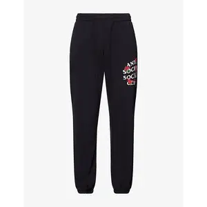 ANTI SOCIAL SOCIAL CLUB Kkotch Embroidered-rose Cotton-jersey Jogging Bottoms - Black