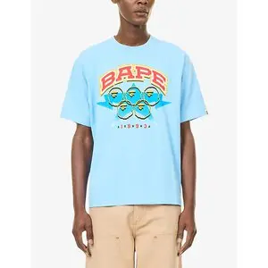 A BATHING APE Twin Sta Graphic-print Cotton T-shirt - Sax