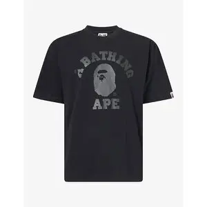 A BATHING APE Tonal Logo-print College Cotton T-shirt