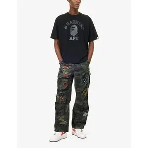 A BATHING APE Tonal Logo-print College Cotton T-shirt