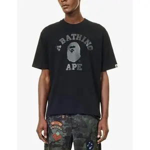 A BATHING APE Tonal Logo-print College Cotton T-shirt