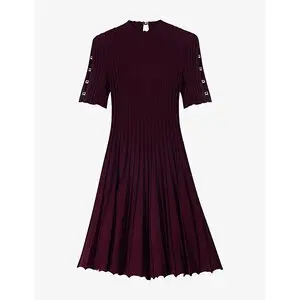 Maje High-neck Short-sleeve Stretch-knit Mini Dress