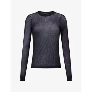 ANINE BING Sheer-knit Cotton-blend Jumper - Black