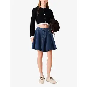 Maje Contrast-trim Cropped Woven Cardigan