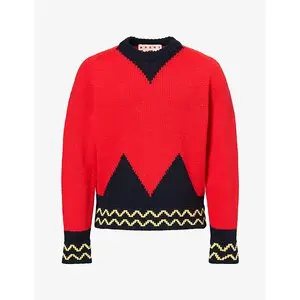 Marni Mock-neck Knitted Wool Jumper - Red