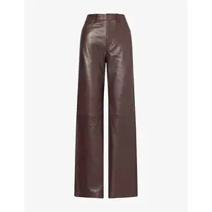 ROTATE BY BIRGER CHRISTENSEN Mid-rise Straight-leg Leather Trousers - Mole