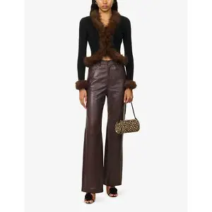 ROTATE BY BIRGER CHRISTENSEN Mid-rise Straight-leg Leather Trousers