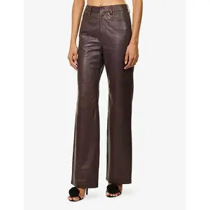 ROTATE BY BIRGER CHRISTENSEN Mid-rise Straight-leg Leather Trousers