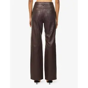 ROTATE BY BIRGER CHRISTENSEN Mid-rise Straight-leg Leather Trousers