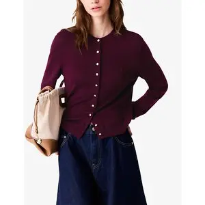Maje Buttoned Logo-embroidered Wool Cardigan