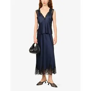 Paige Marin Lace-trim Satin Top