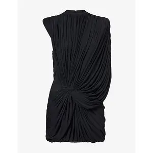 DEME Starling Draped Mesh Mini Dress - Black
