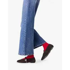 Maje Logo-buckle Suede Ballet Flats