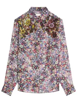 Dries Van Noten Fitted Viscose Embroidered Shirt - Multi
