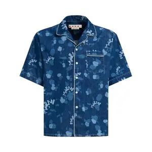 Marni Lightweight Denim Bowling Shirt 'iris - Blue
