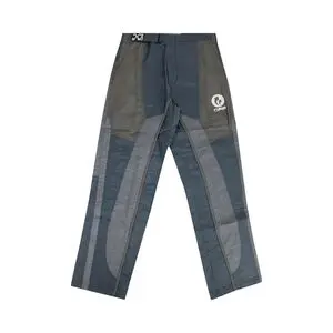 Off-White Paneled Straight Leg Pants /blue - Grey