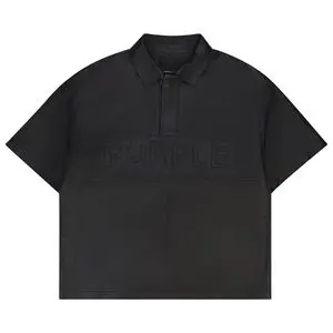 PURPLE BRAND Leather Short-sleeve Polo