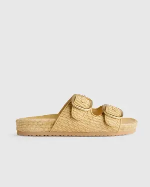 Quince Raffia Double Buckle Sandal - Natural