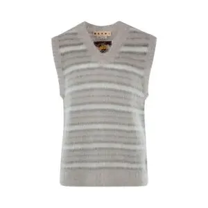 Marni Striped V-neck Sweater Vest - Grey