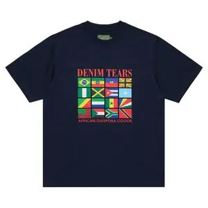 DENIM TEARS Diaspora Flags Tee 'navy - Blue